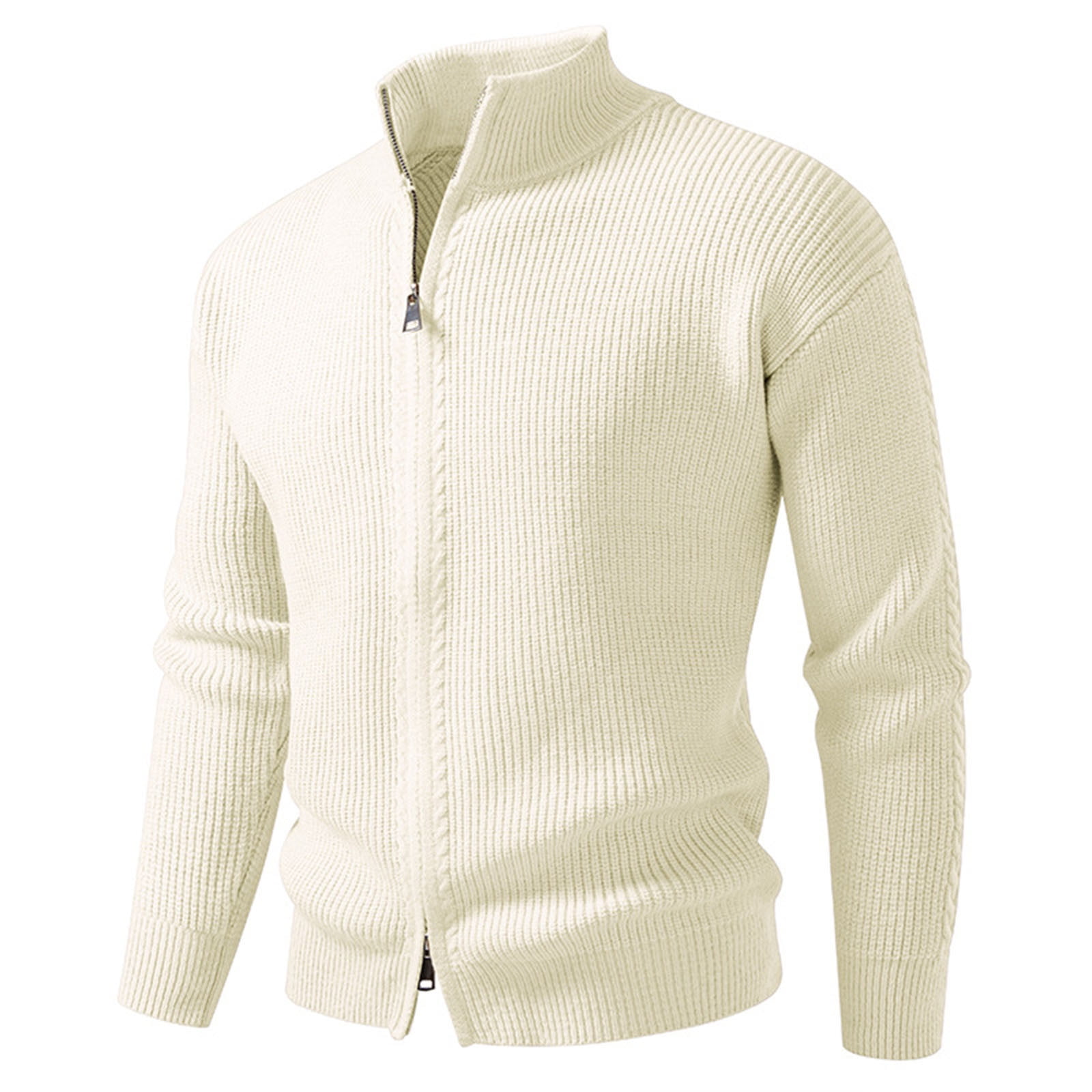 HOMADLES Men Knit Jacket Stretch Jacket Solid Full Zipper with Lapel ...