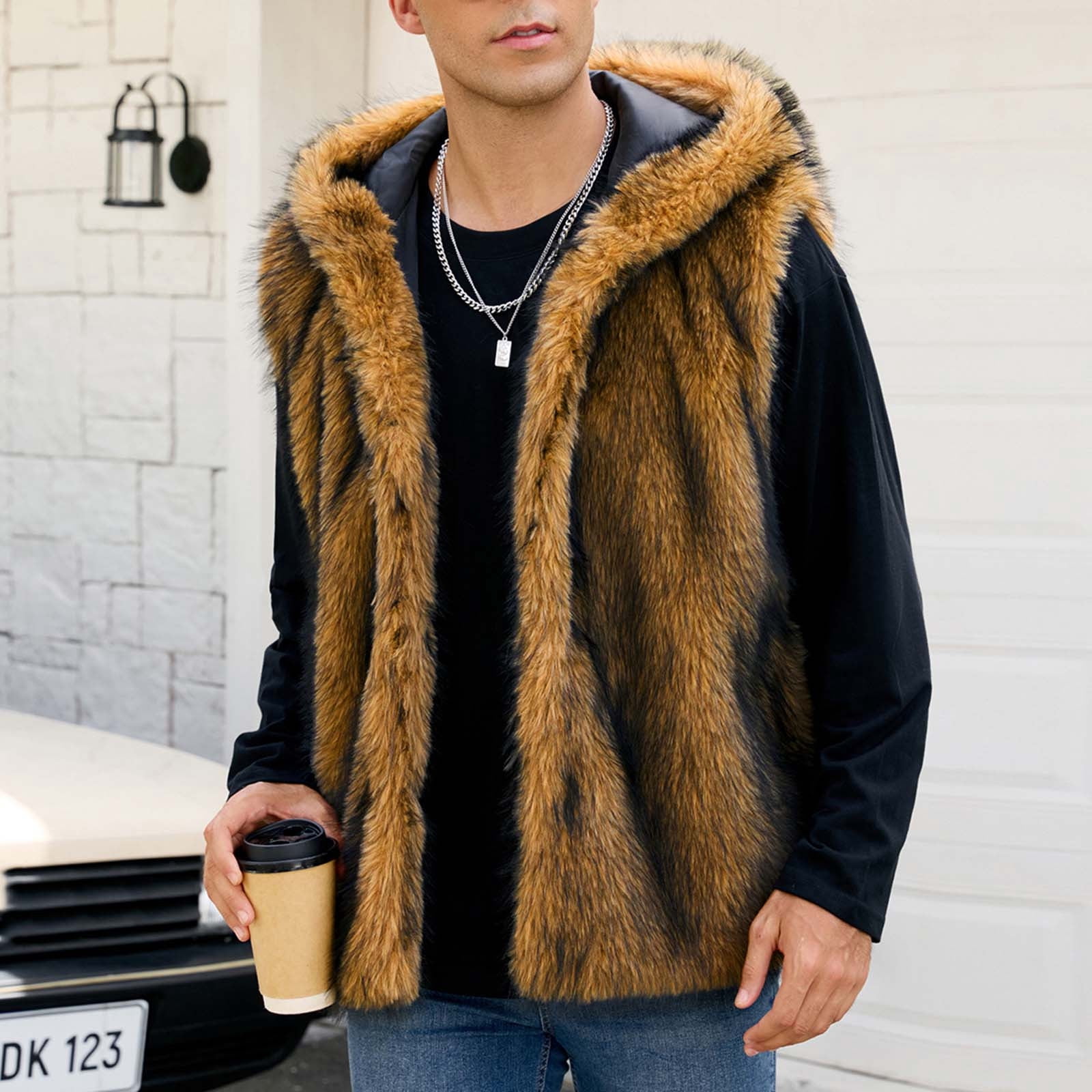 HOMADLES Men's and Big Men's Warm Vest, Outdoor Hiking Mens Faux Fur ...