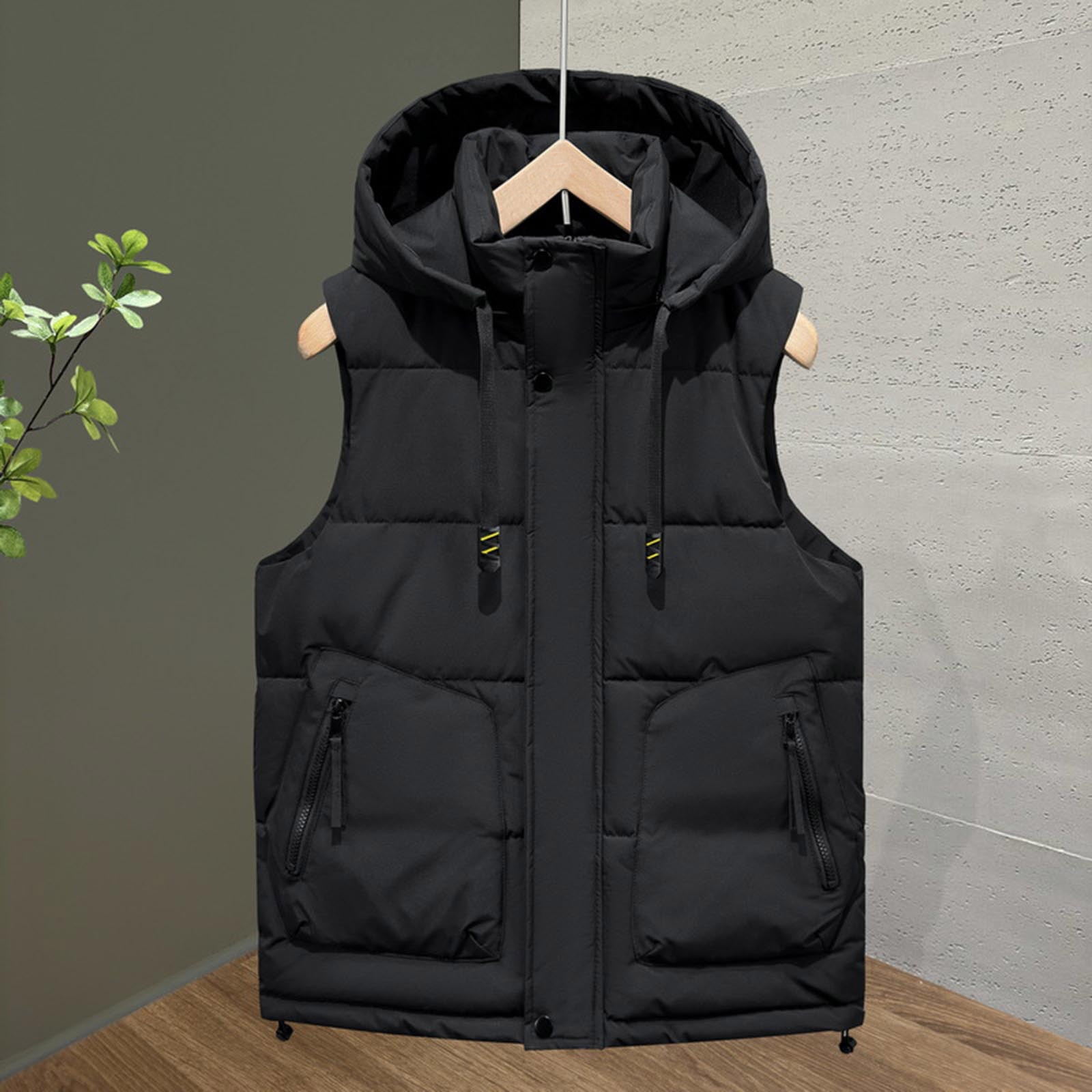 HOMADLES Men's Winter Quilted Padded Vests, Full Zipper Solid Stand ...