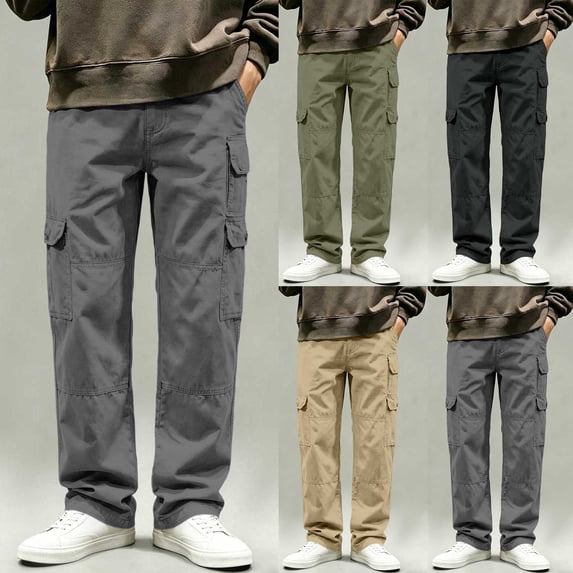 HOMADLES Men's Work Pants Relaxed Fit Elastic Waist Cargo Pants Multi ...