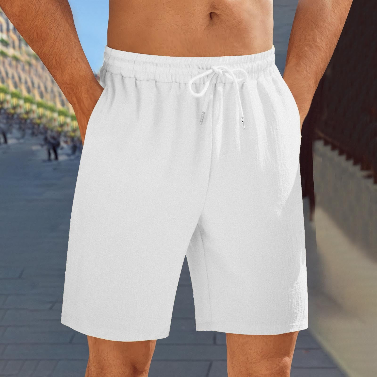 HOMADLES Men's and Big Men's Linen Shorts Stretch Straight Soft Summer ...
