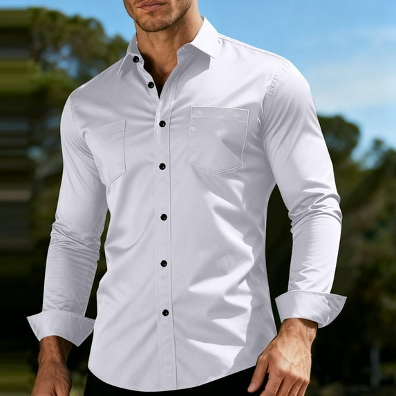 HOMADLES Mens Button Down Shirt Long Sleeve Dress Shirts Regular Fit ...
