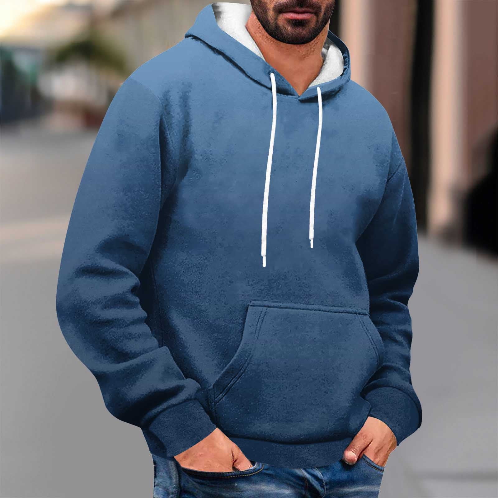 HOMADLES Mens Pullover Hoodie Lightweight Casual Print Solid Loose Long Sleeve Drawstring Hoodie ...