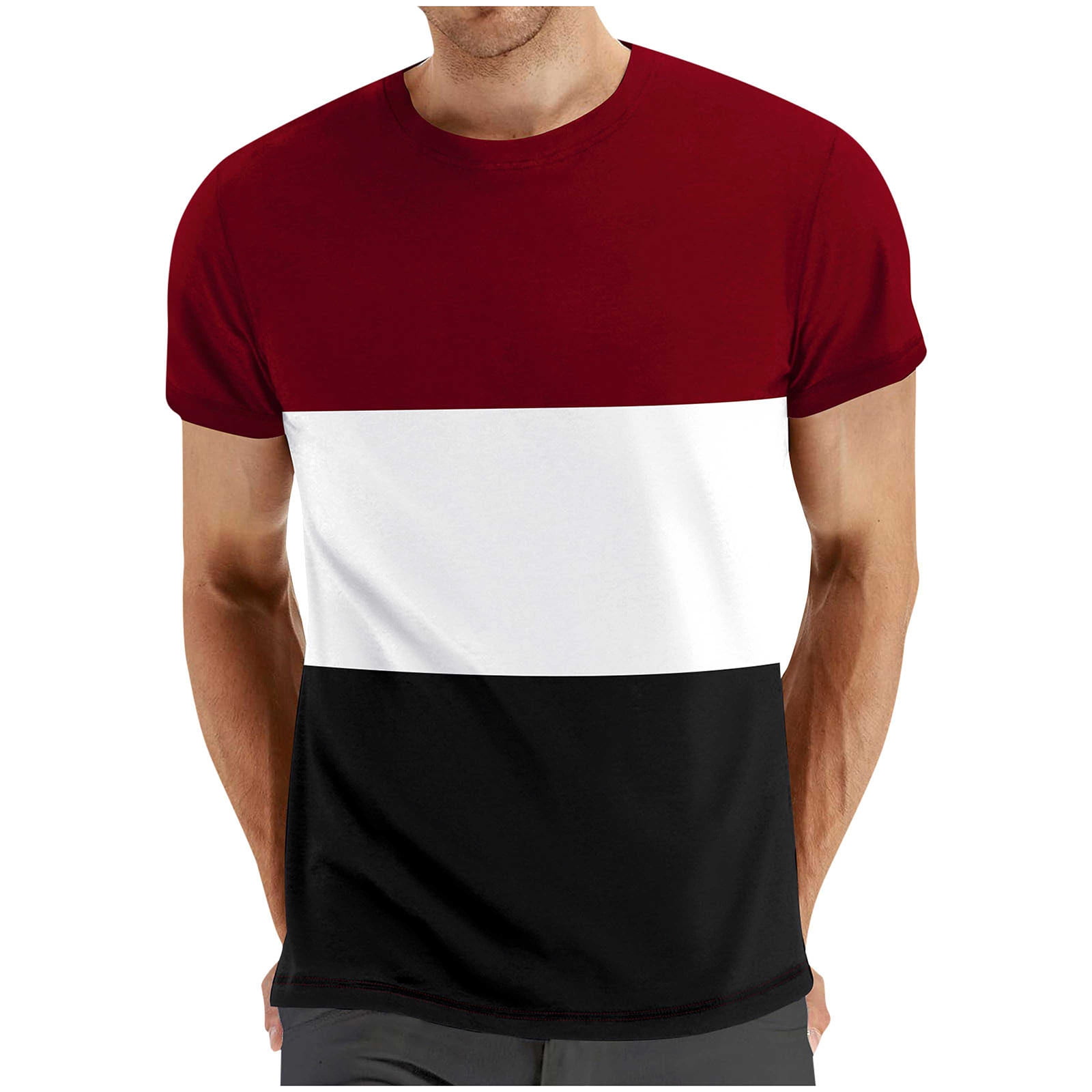 HOMADLES Mens Short Shirt, Crew Neck Loose Soft Men's Color Blocked ...