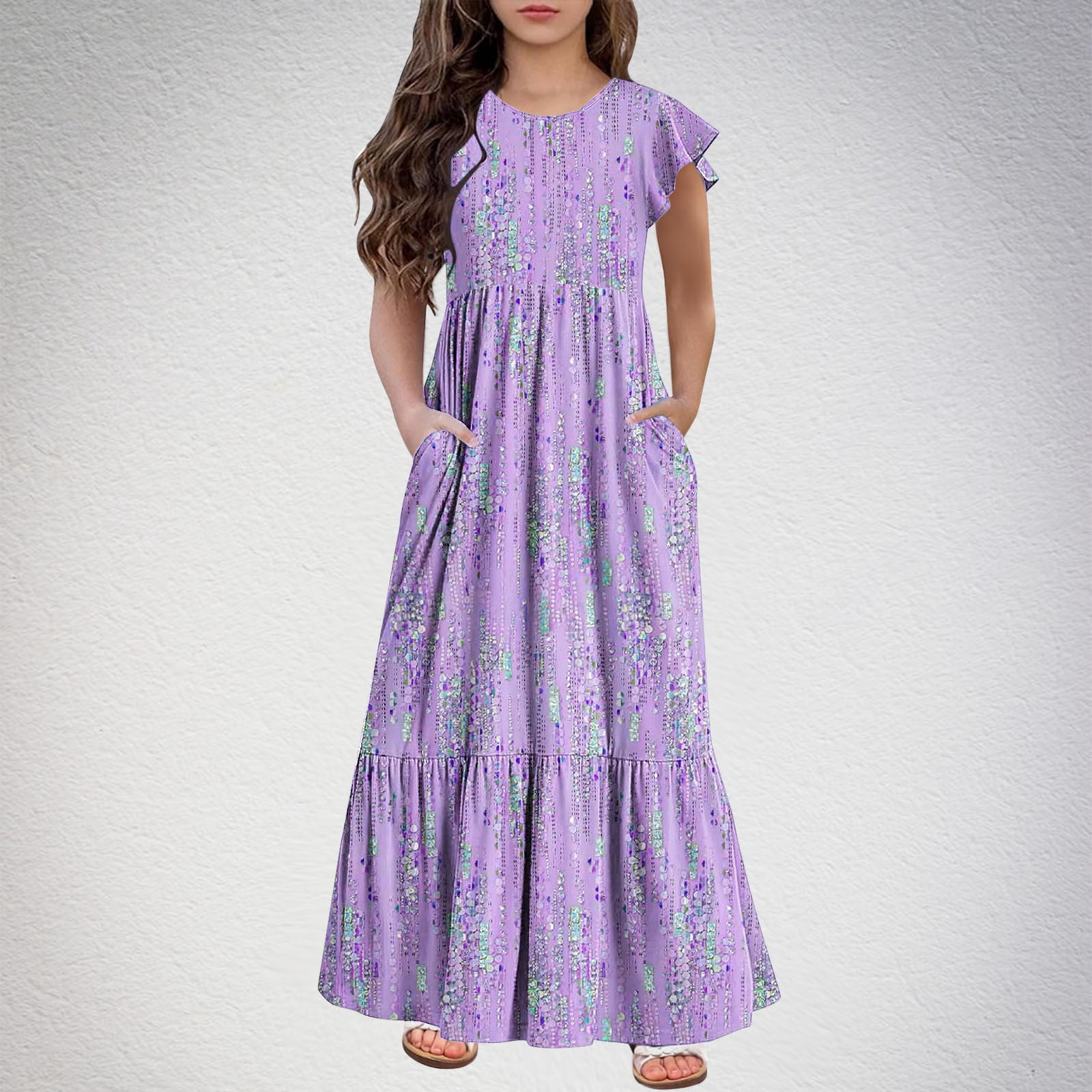 HOMADLES Summer Kids Girls Dresses Crewneck Soft Printed, Sundress ...