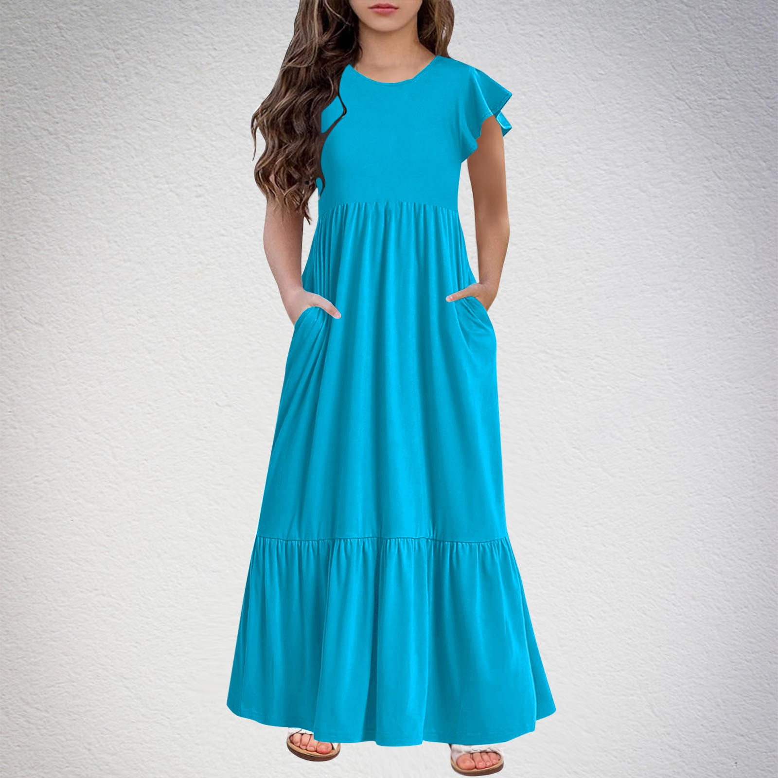 HOMADLES Summer Short Sleeve Dress for Girls Round Neck Loose, Soft ...