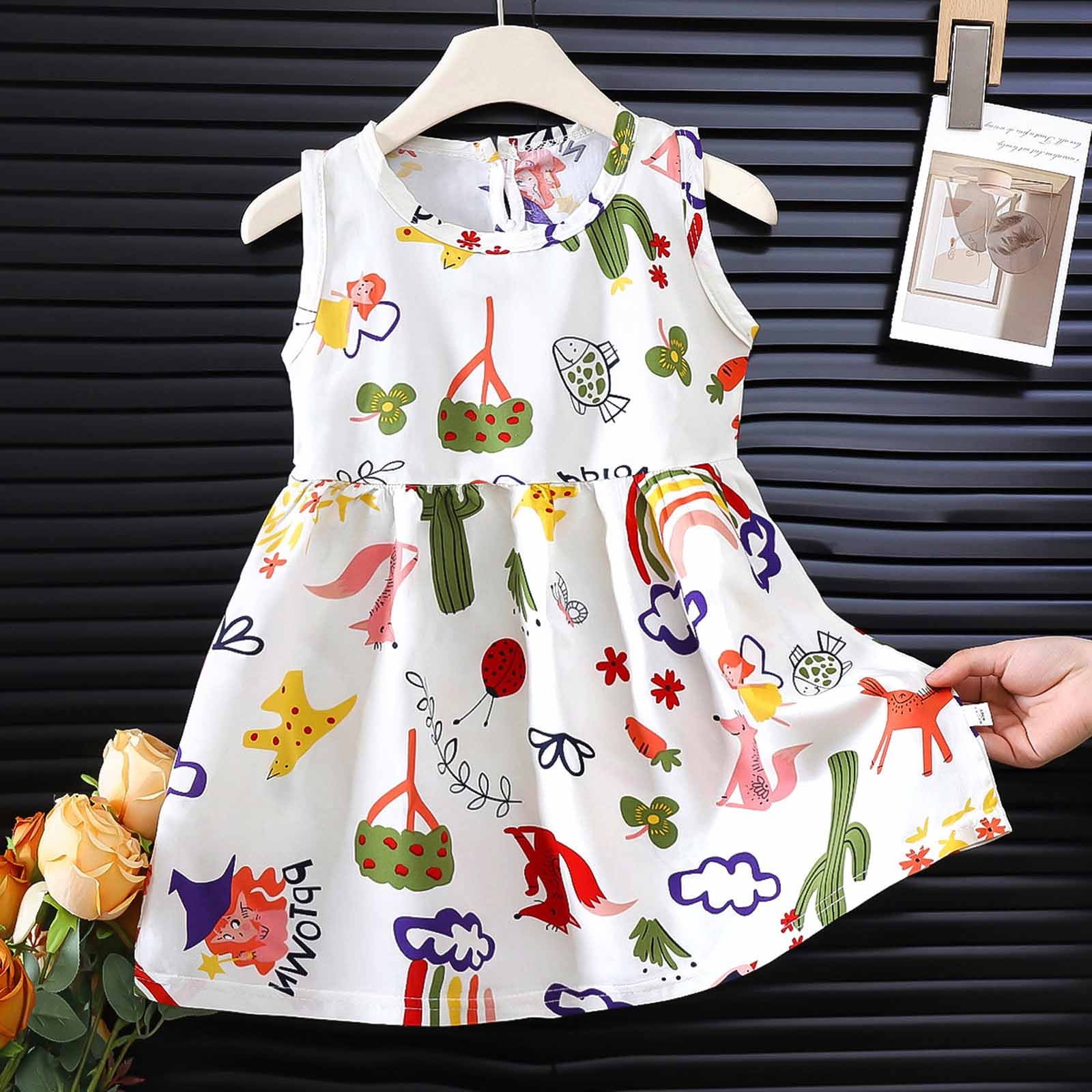 HOMADLES Teen Girls Dress Crewneck Sleeveless Ruffed Layered Stretch ...
