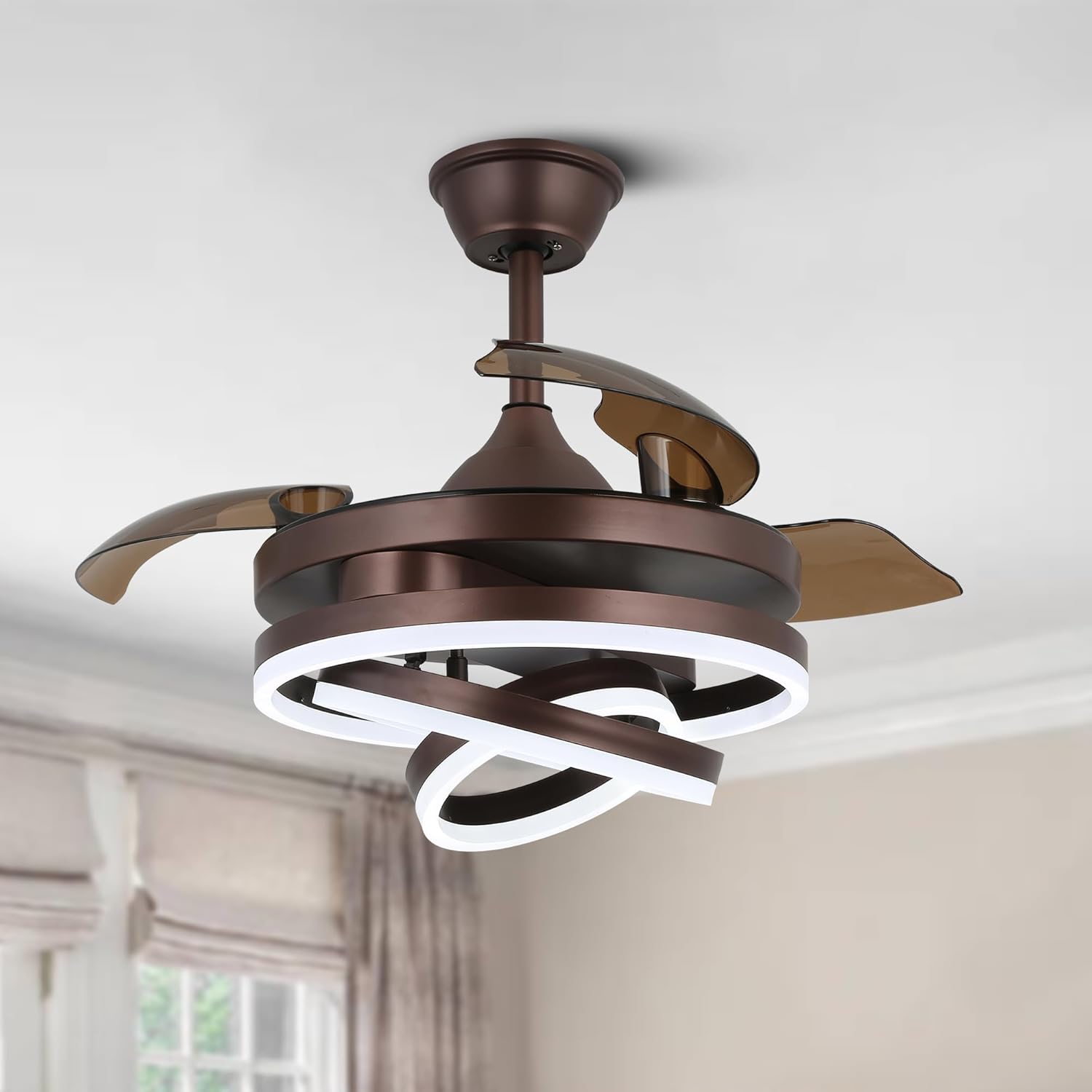 HOMAKE-PRO Retractable Ceiling Fan with Lights and Remote, 36 ...