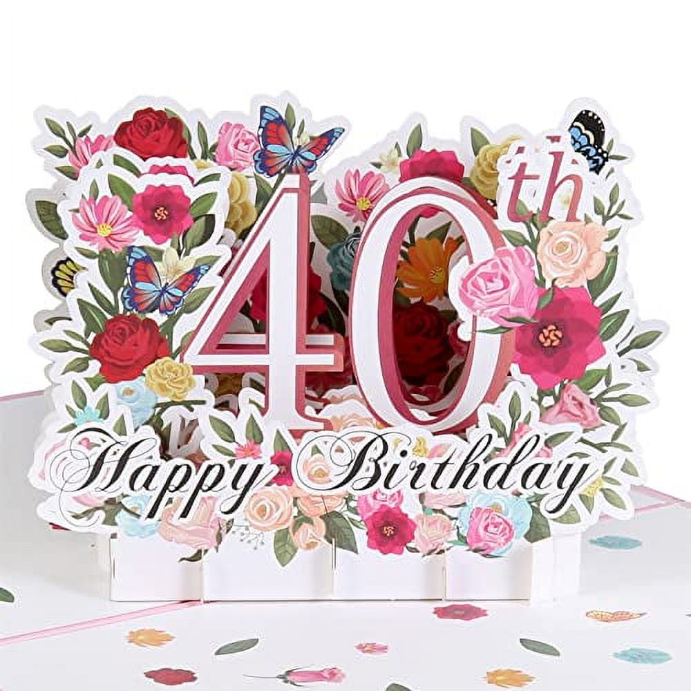HOMANGA 40th Birthday Pop Up Card, Happy 40th Birthday Card for Her ...