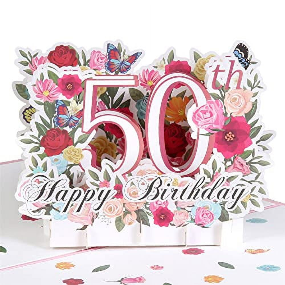 HOMANGA 50th Birthday Pop Up Card, Happy 50th Birthday Card for Her ...