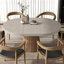 Round Extendable Dining Table, Wood Farmhouse Round Dining Table for 6 ...