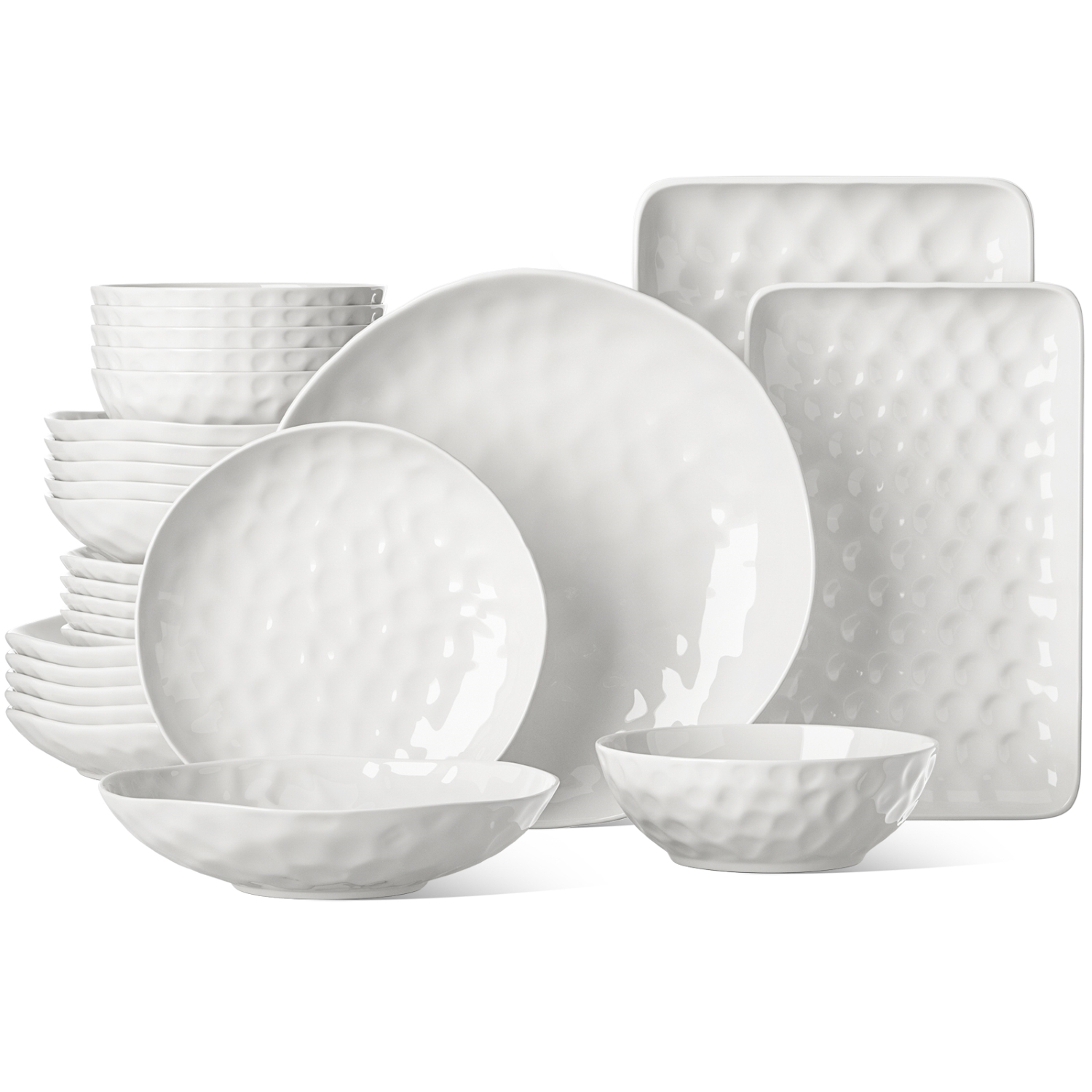 VEWEET 'Serena' 48 pieces Ivory White Porcelain Dinnerware Set ...