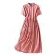 HOMBOM Dresses for Women Cotton Linen Solid Color Graduation Summer ...