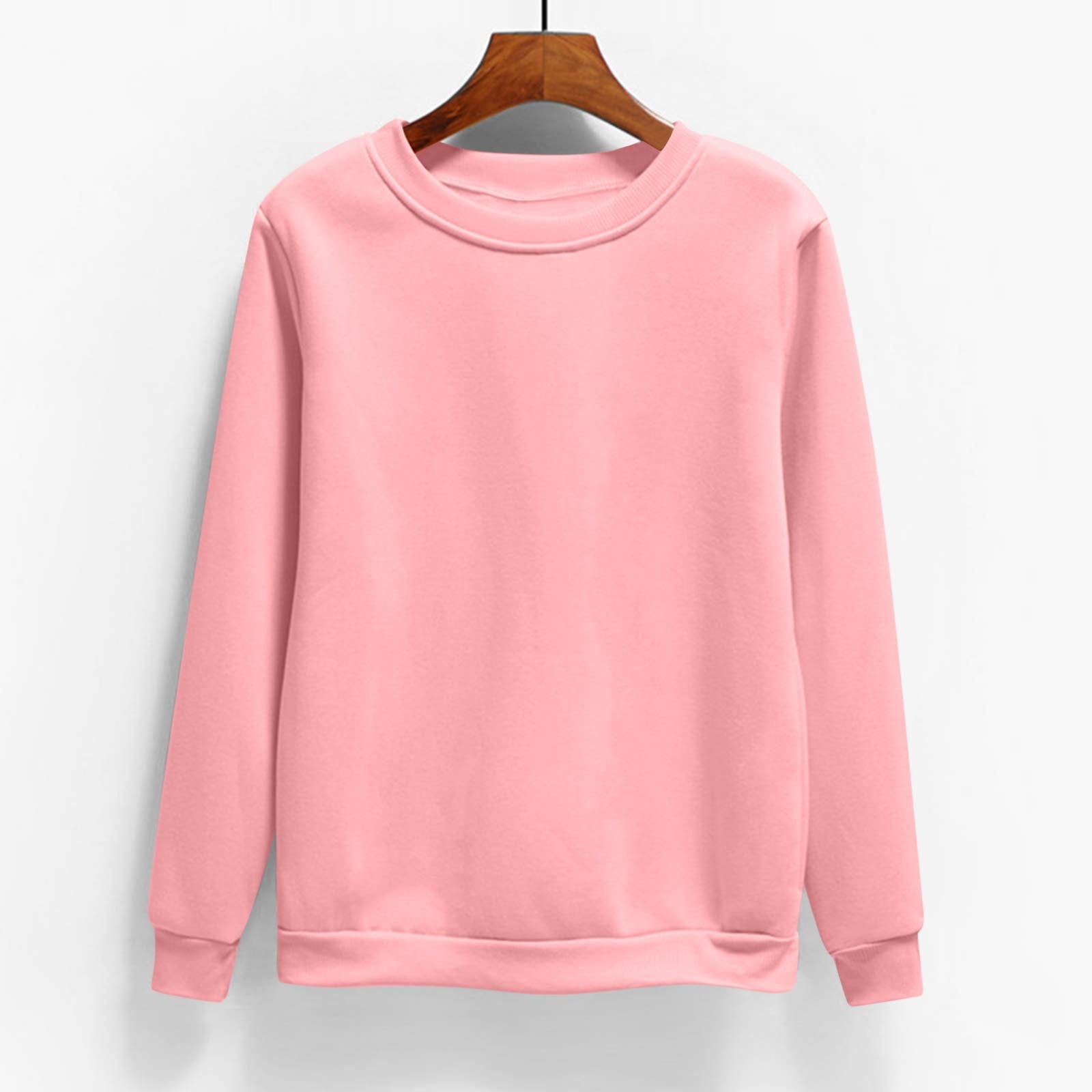 HOMBOM Sweatshirt For Women Lightweight Pink Crew Neck Plain Soft ...