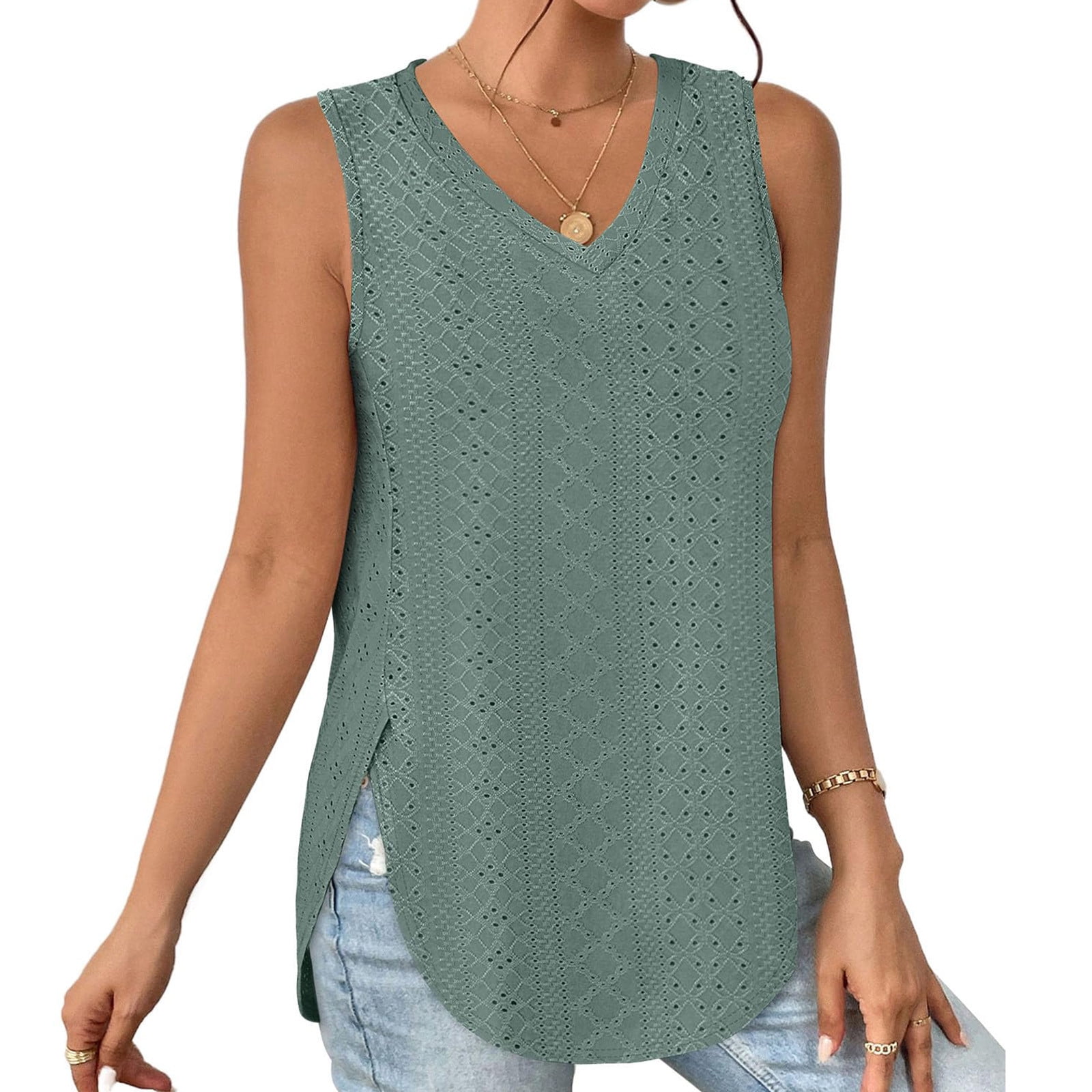 HOMBOM Tank Tops for Women Under $5 Tank Tops Sleeveless Mint Green V ...