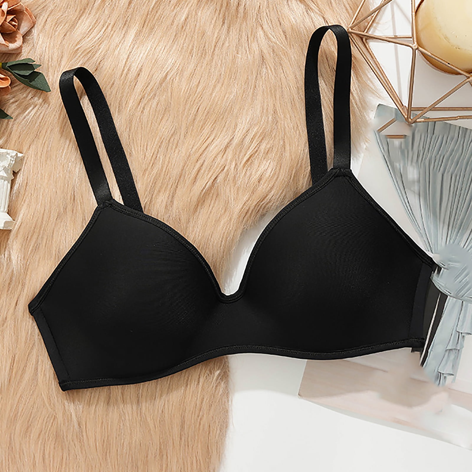 HOMBOM Wire-Free Daily Use Bras for Women Lightly Lined Plus Size Black ...