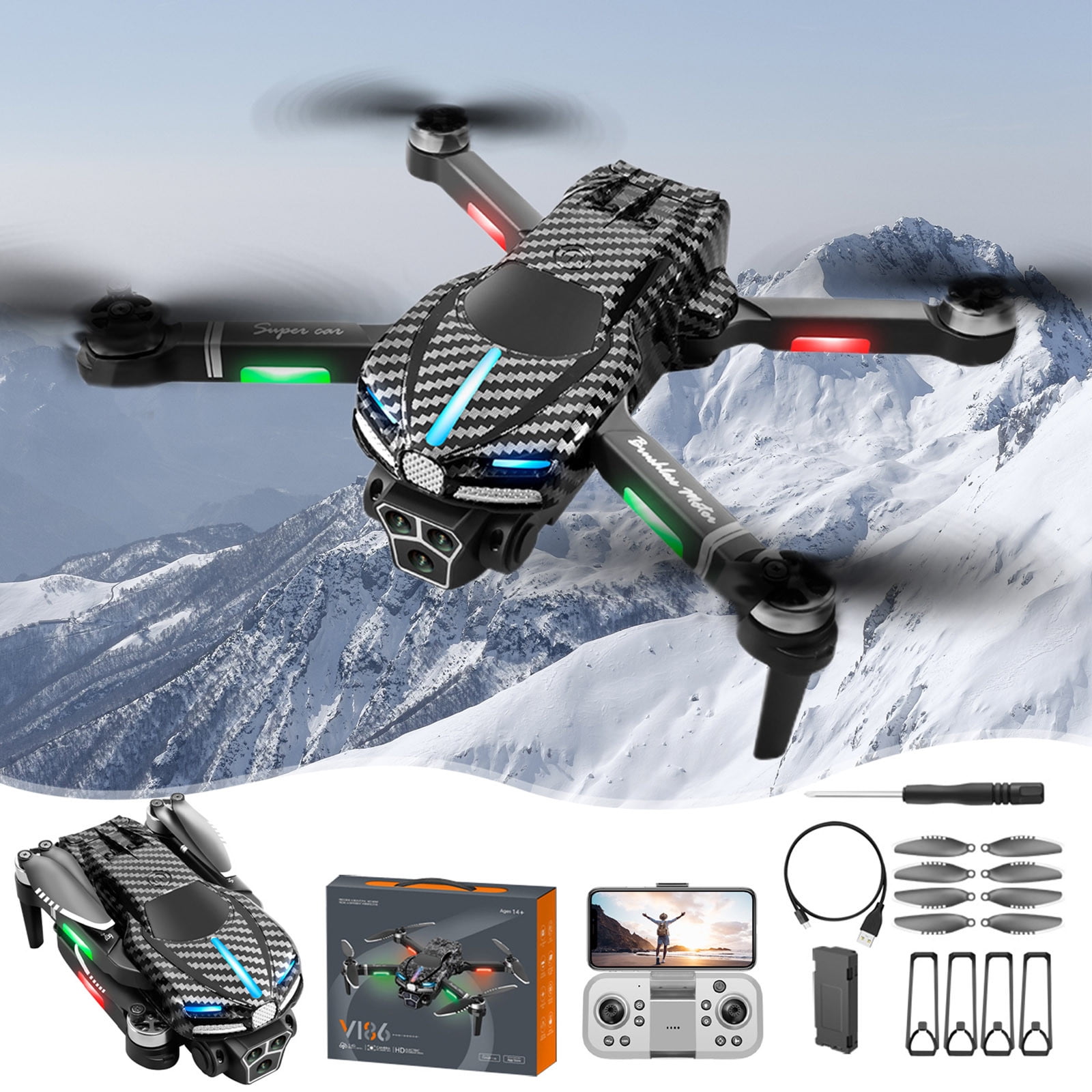 HOMBOTI Drones for Adults New Brushless UAV Electro Three-camera Aerial ...