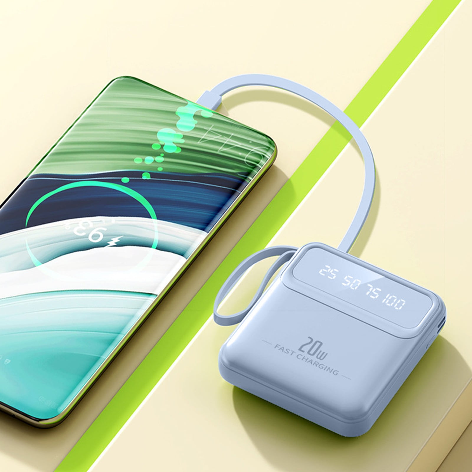 HOMBOTI Portable Power Bank Charger with 4 Built in Cables 5000mAh ...
