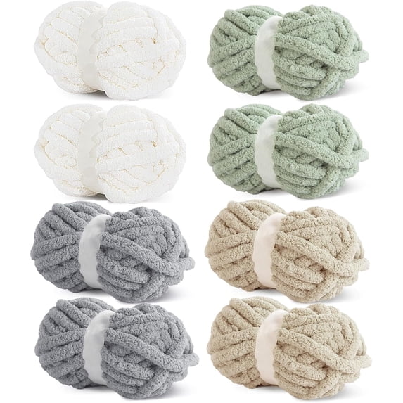 HOMBYS Assorted Khaki Green Chunky Chenille Yarn for Crocheting and ...
