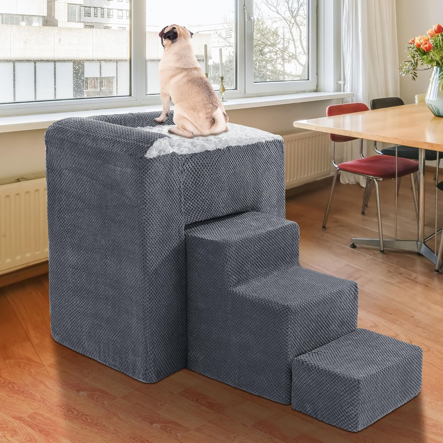 Pet Stairs Dog Steps For High Bed YITAHOME Dog Window Perch, Foldable ...