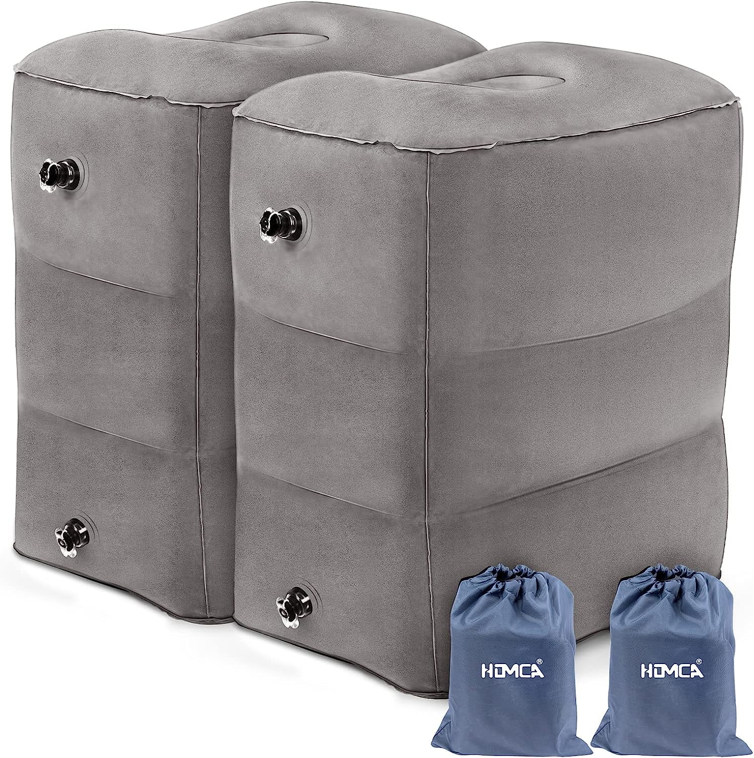 HOMCA 2-Pack Inflatable Travel Foot Rest Pillow, Adjustable Height ...