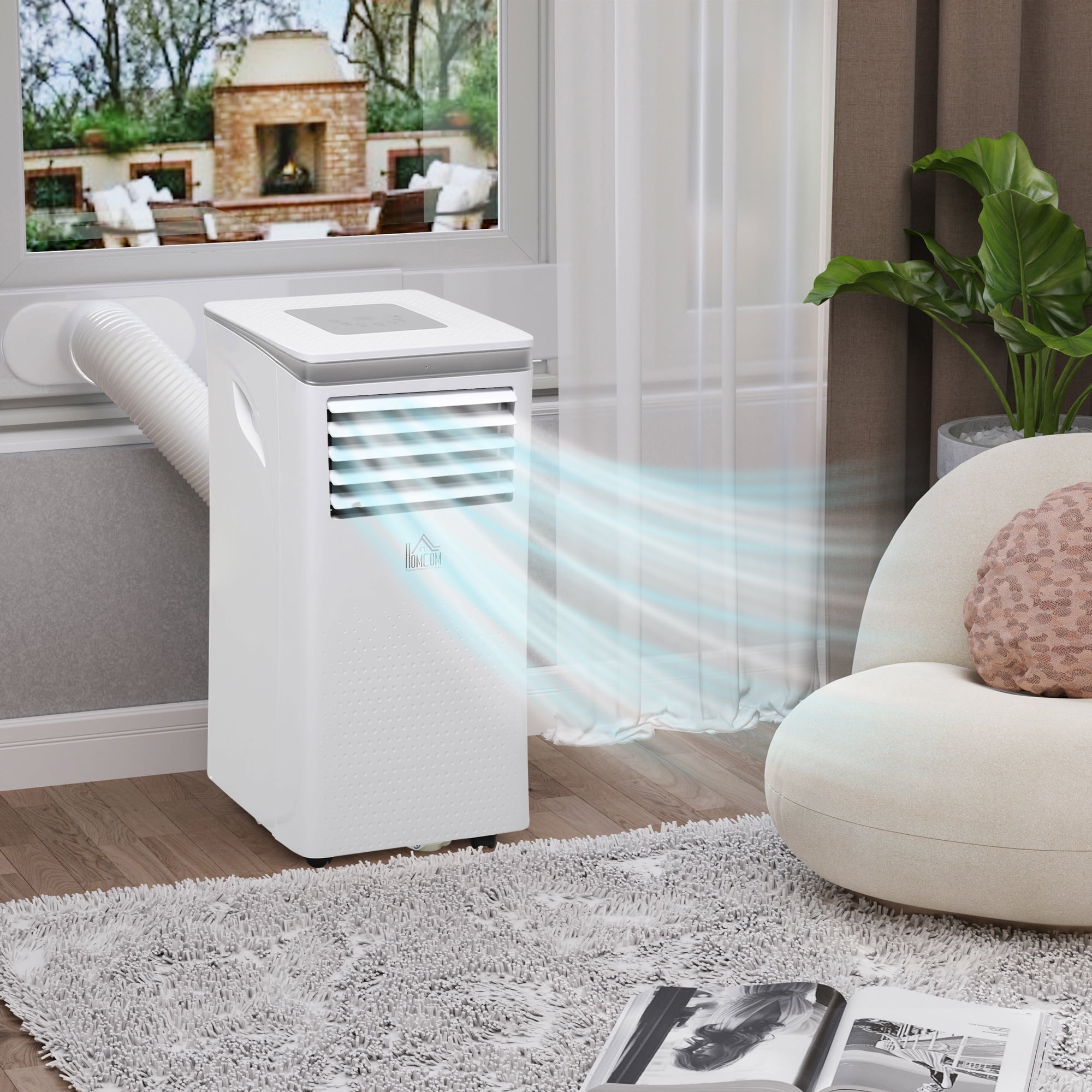 HOMCOM 10000 BTU 4-in-1 Portable AC Unit with Dehumidifier, Fan, Sleep ...