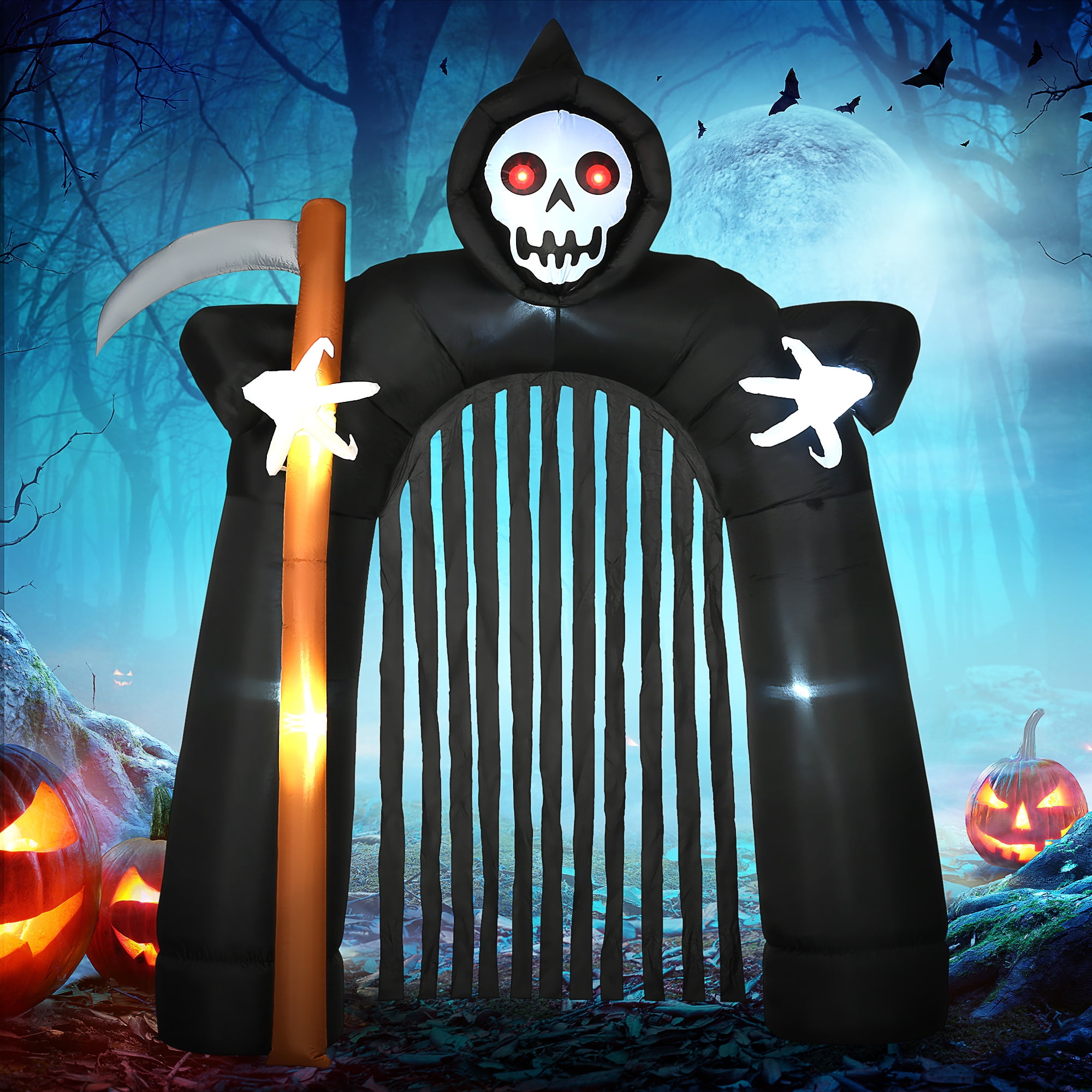 HOMCOM 112.25" Halloween Grim Reaper Arch Inflatable Decor - Walmart.com