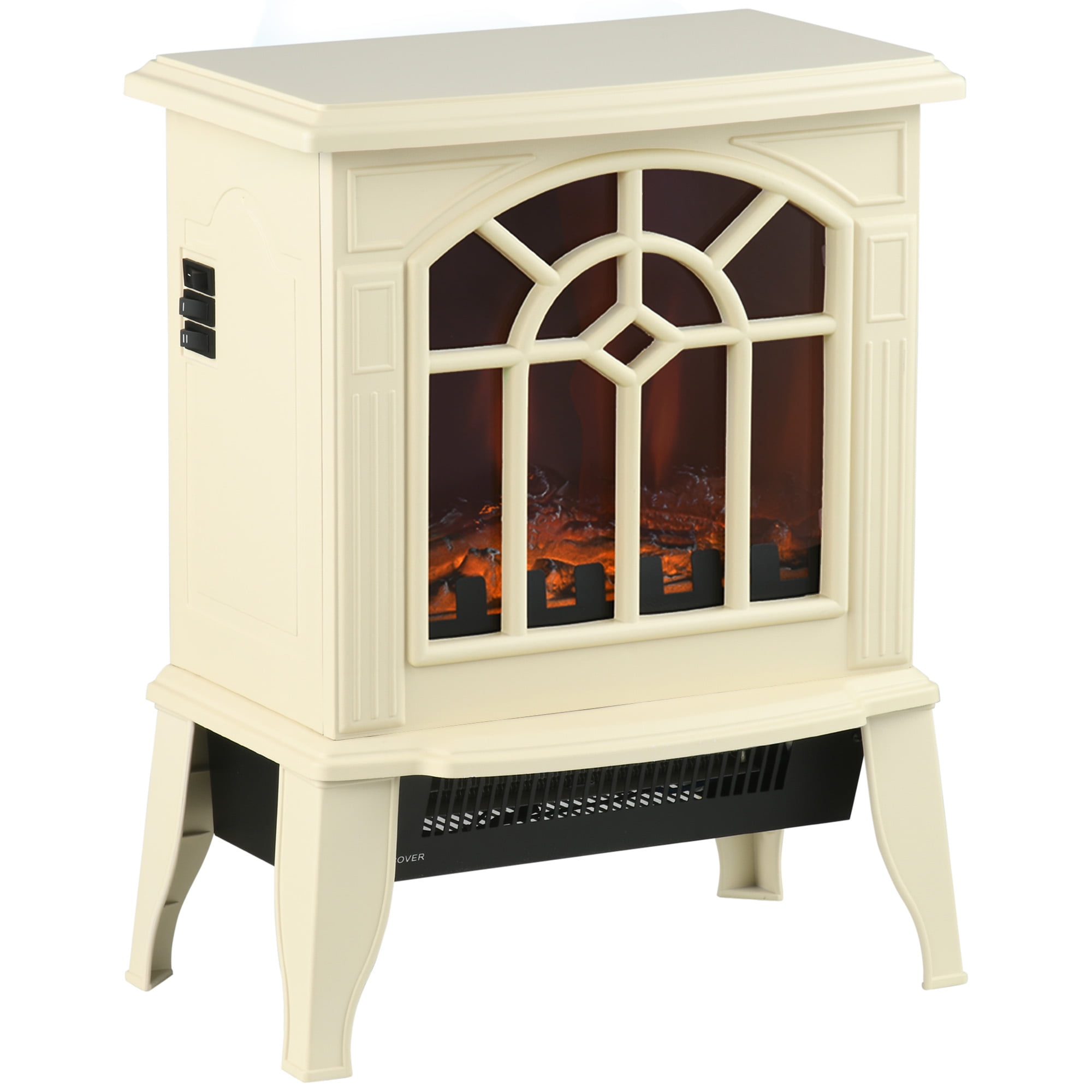 HOMCOM 18" Electric Fireplace Heater, Freestanding Fire Place Stove ...