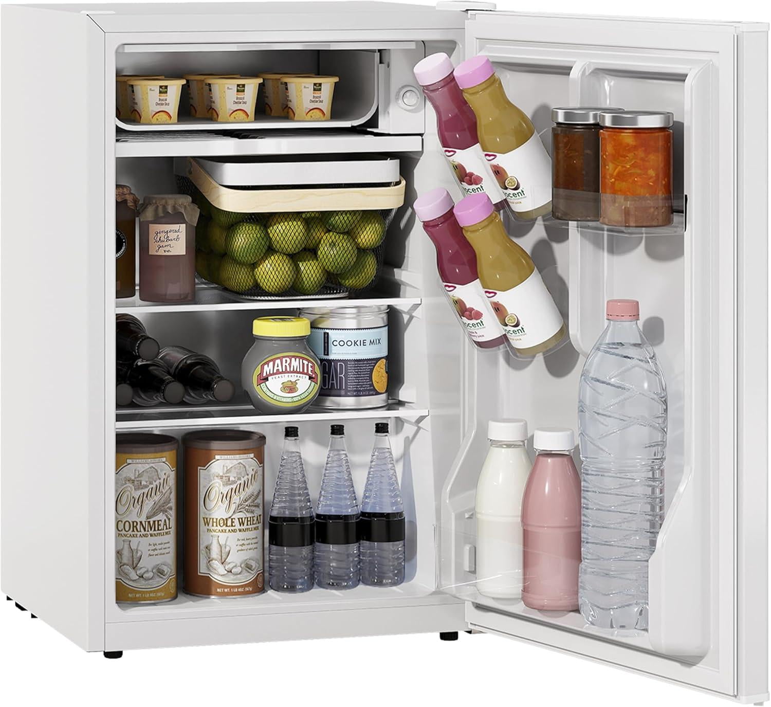 HOMCOM 2.5 Cu.Ft Mini Fridge with Freezer, Single Door Small ...