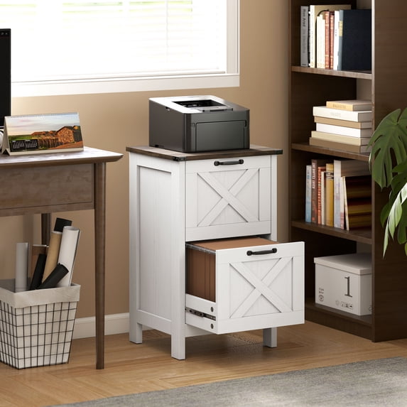 HOMCOM 2 Drawer Vertical File Cabinet with Silent Slides, Farmhouse ...