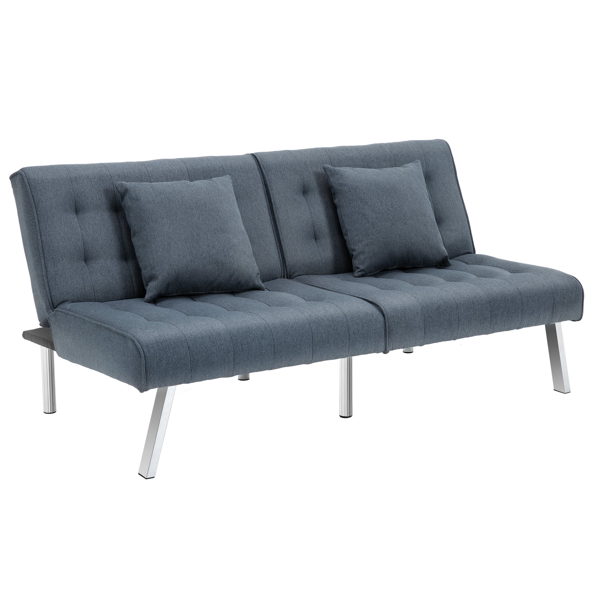 HOMCOM 2-Seater Convertible Sofa Bed with 7 Adjustable Angled Backrest ...