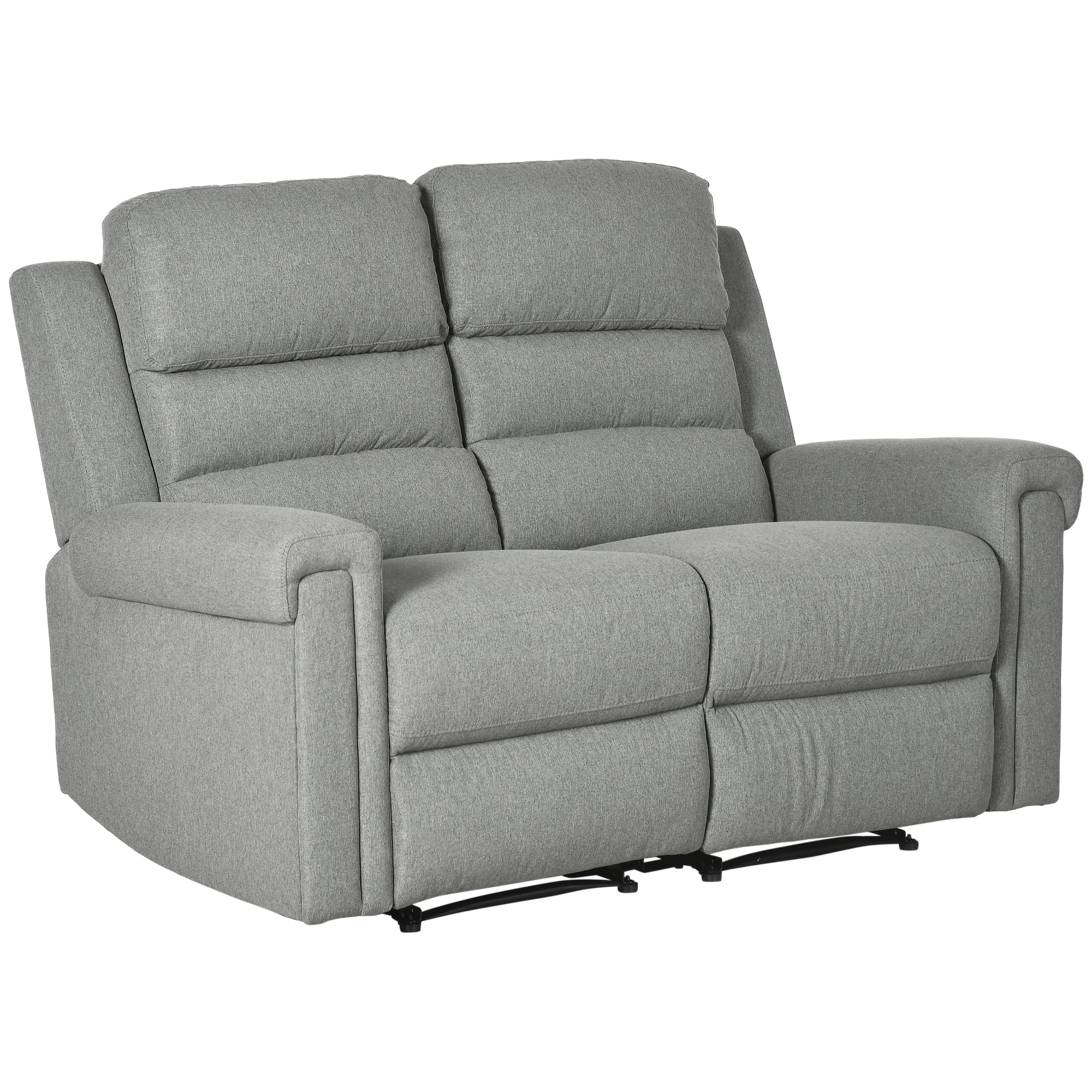 HOMCOM 2 Seater Manual Reclining Sofa with Linen Fabric and Thick ...