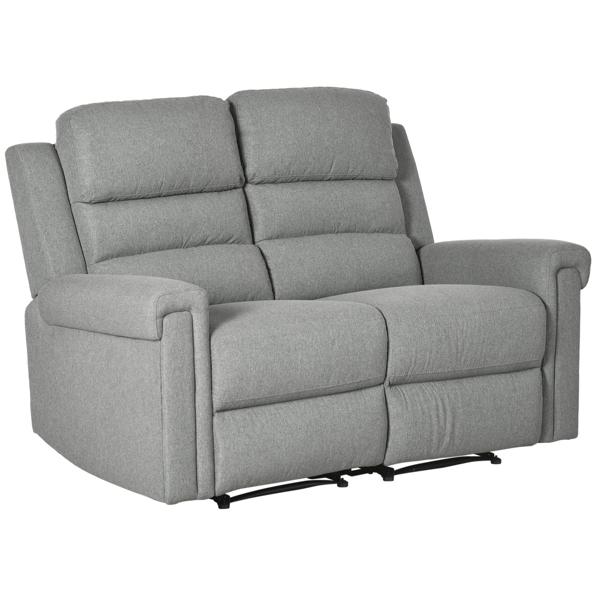 HOMCOM 2 Seater Recliner Sofa with Manual Pull Tab, Fabric Reclining ...