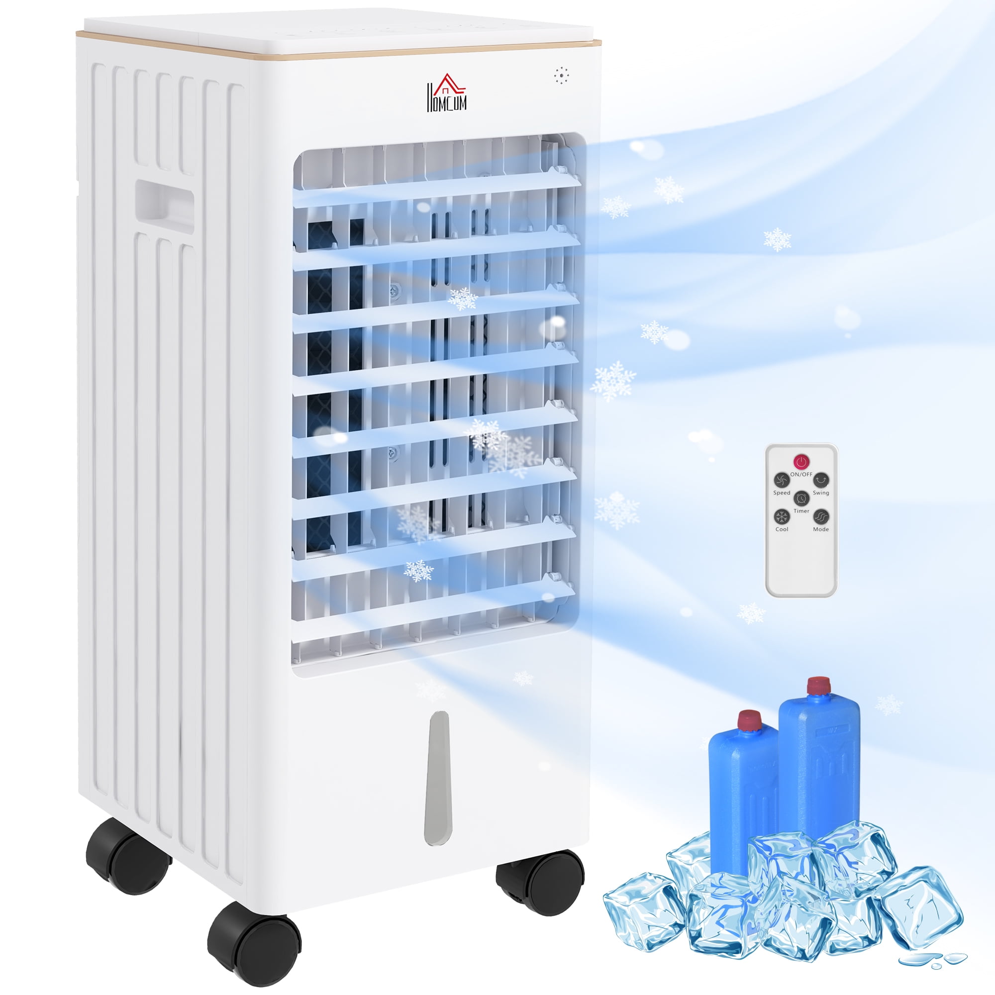 HOMCOM 21" Evaporative Air Cooler with Ice Packs, 3-In-1 Ice Cooling ...