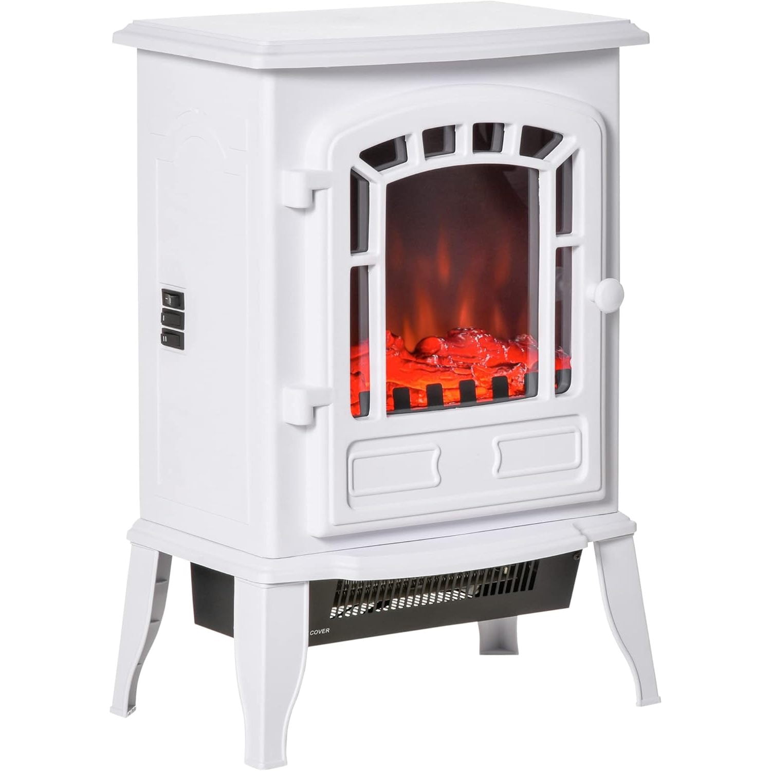 HOMCOM 22" Free Standing Electric Fireplace Stove, Fire Place Heater ...