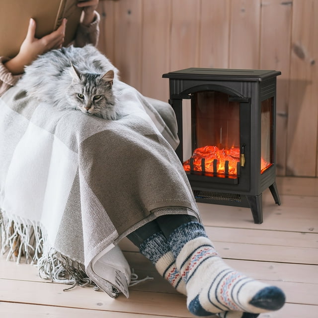 "HOMCOM Portable Indoor Fake 23"" Electric Fireplace Heater, LED Flames ...