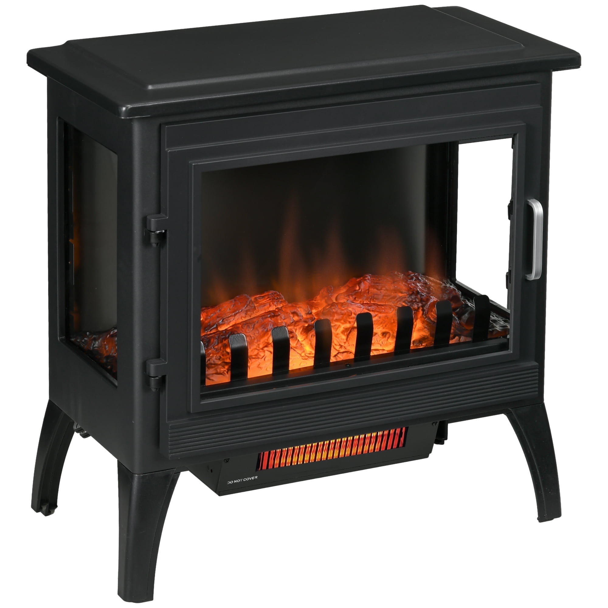 HOMCOM 24" Electric Fireplace Stove, Freestanding Infrared Fire Place ...