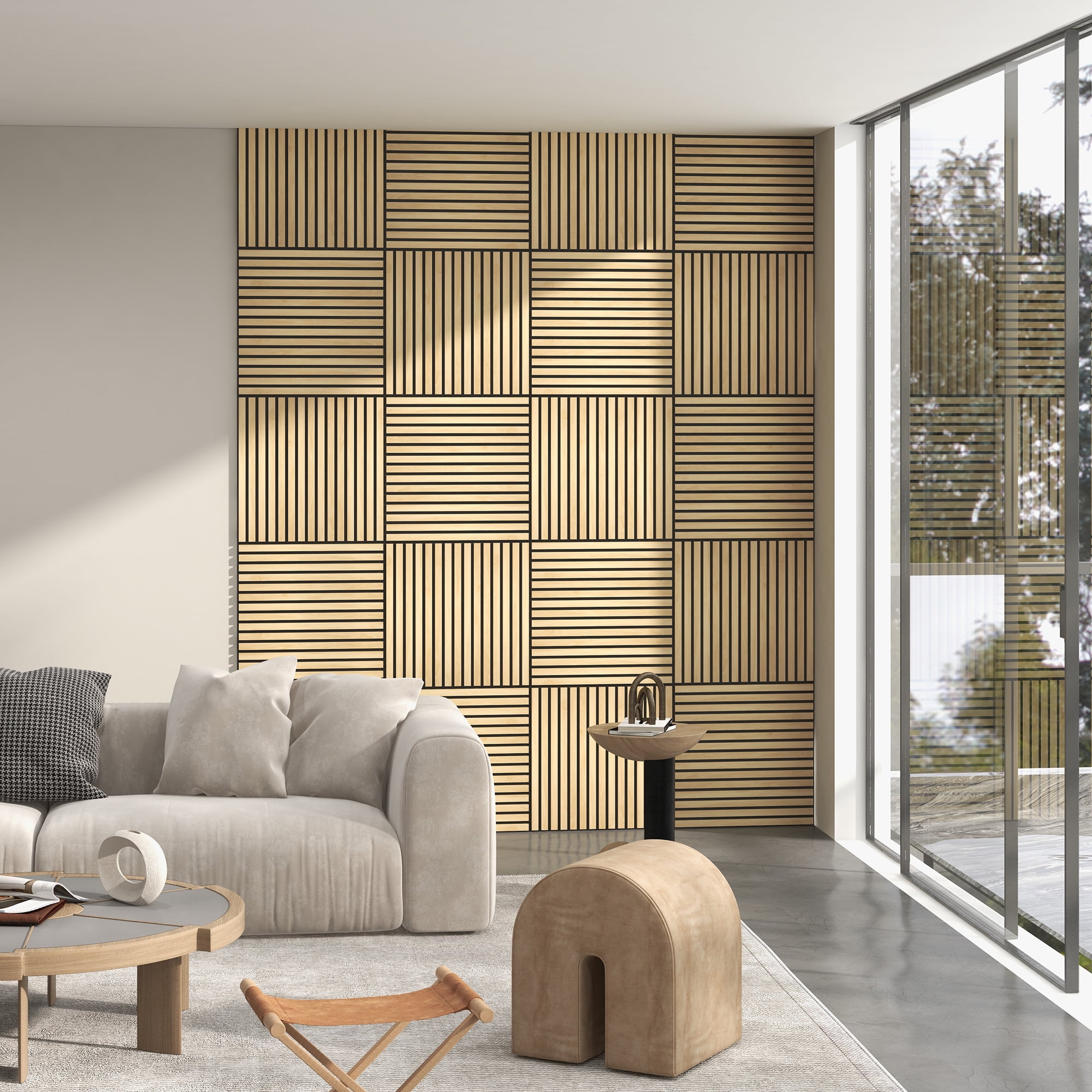 HOMCOM 24" x 24" 4 Pack Wood Wall Panels for Sound Absorbing, Acoustic ...
