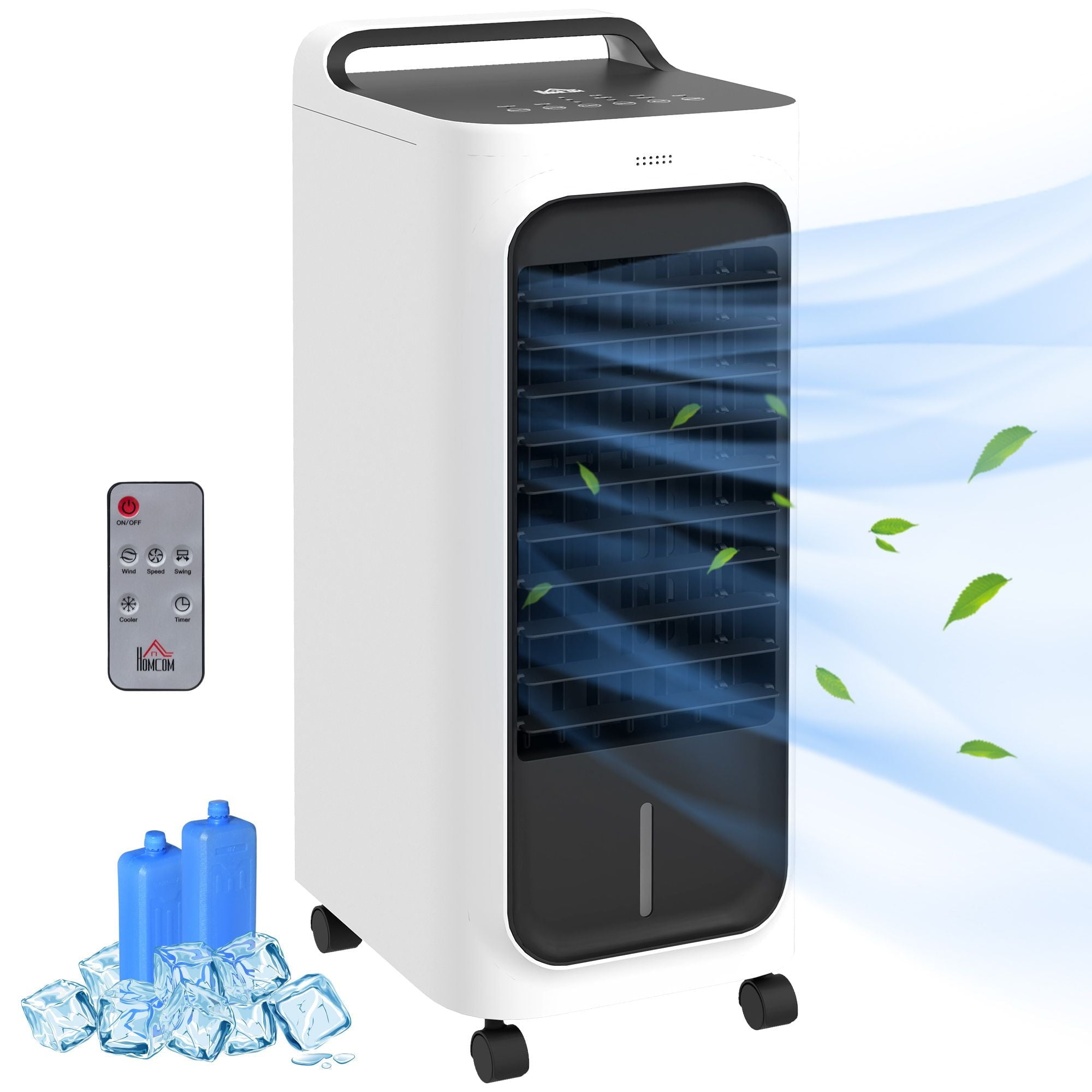 HOMCOM 26" Evaporative Air Cooler with Ice Packs, 3-In-1 Ice Cooling ...