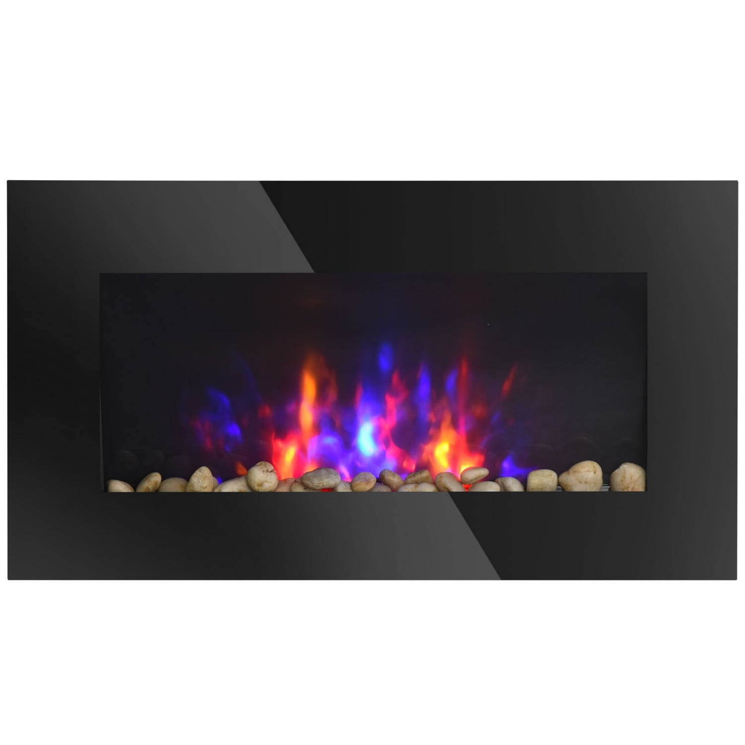 HOMCOM 28.5” 1450W Electric Wall-Mounted Fireplace with Flame Effect 7 ...