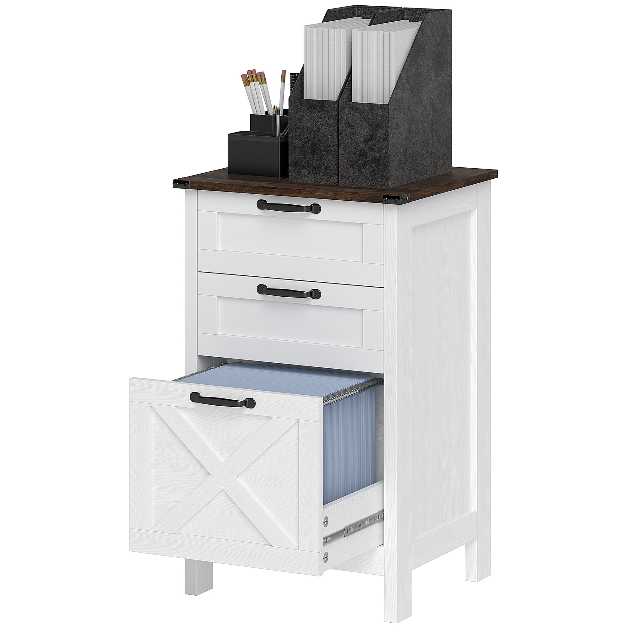 HOMCOM 3 Drawer File Cabinet, Filing Cabinet for Hanging A4/Letter Size ...