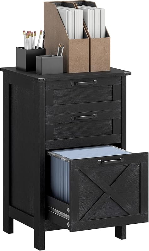 HOMCOM 3 Drawer File Cabinet with Silent Slides, Vertical Filing ...
