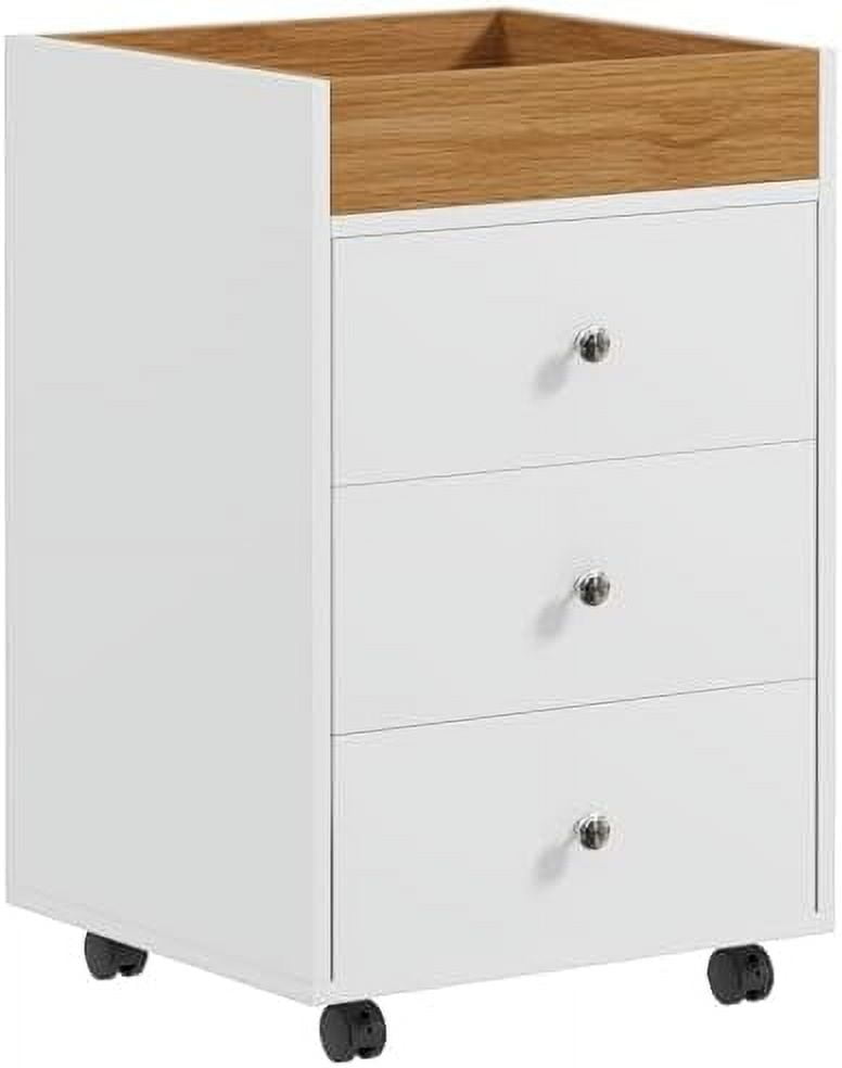 HOMCOM 3 Drawer Home Office Storage Cabinet, Office Drawer on Wheels ...