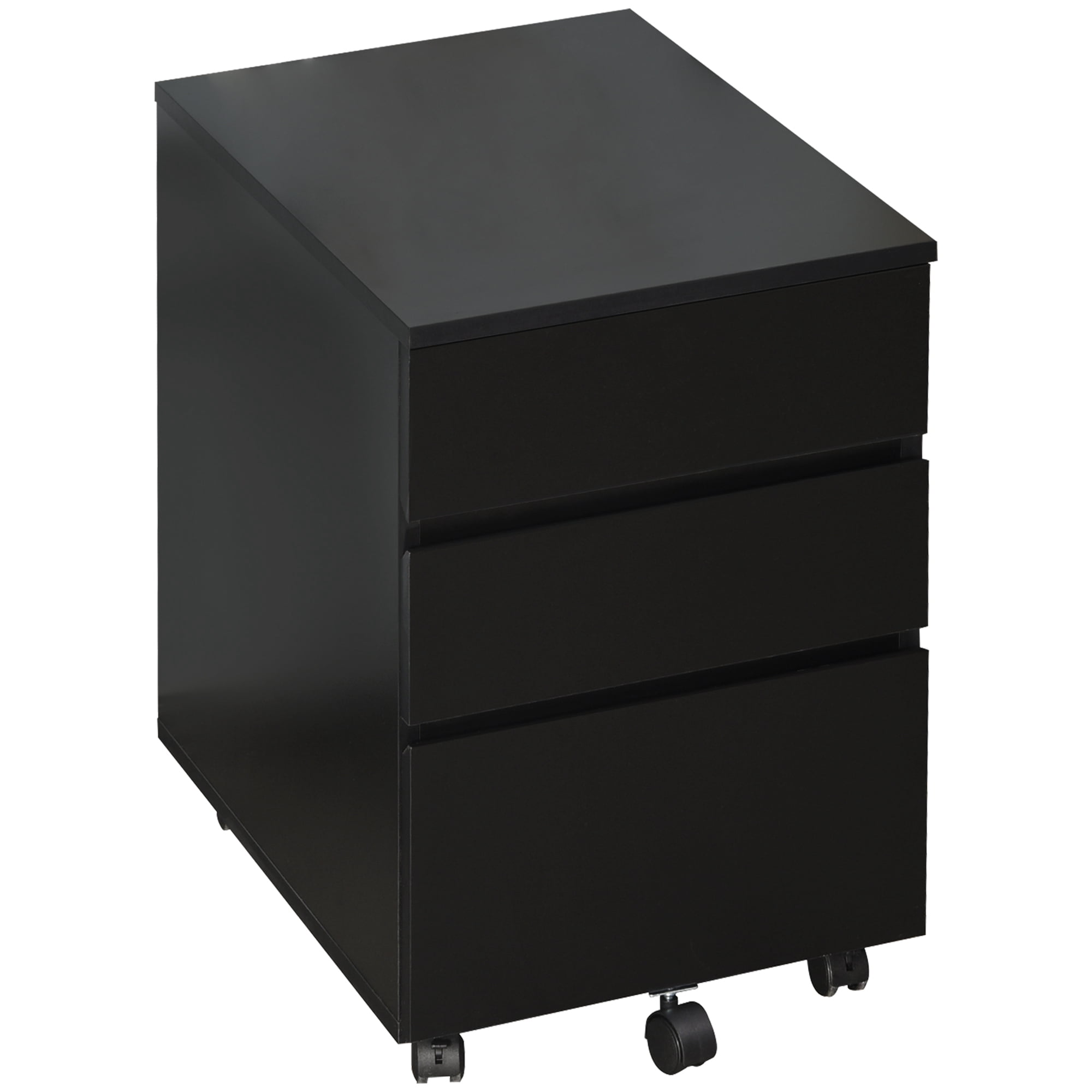 HOMCOM Mobile Storage Cabinet, 3 Drawers, Black, Compact Rolling Design ...