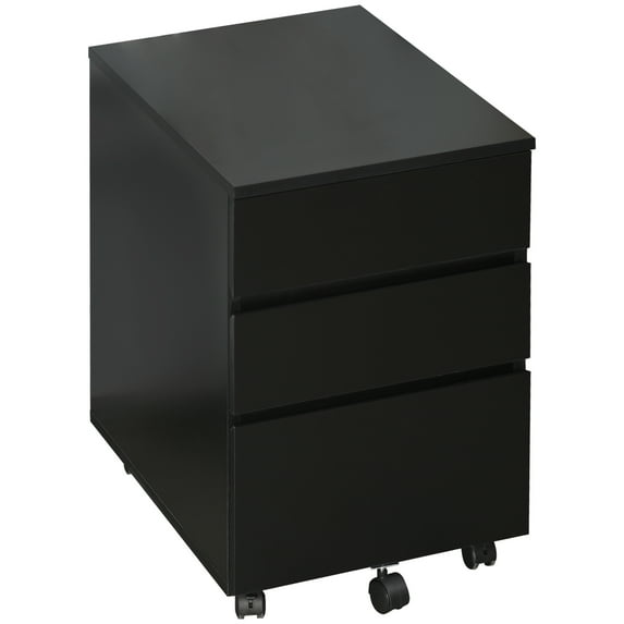 HOMCOM Mobile Storage Cabinet, 3 Drawers, Black, Compact Rolling Design ...