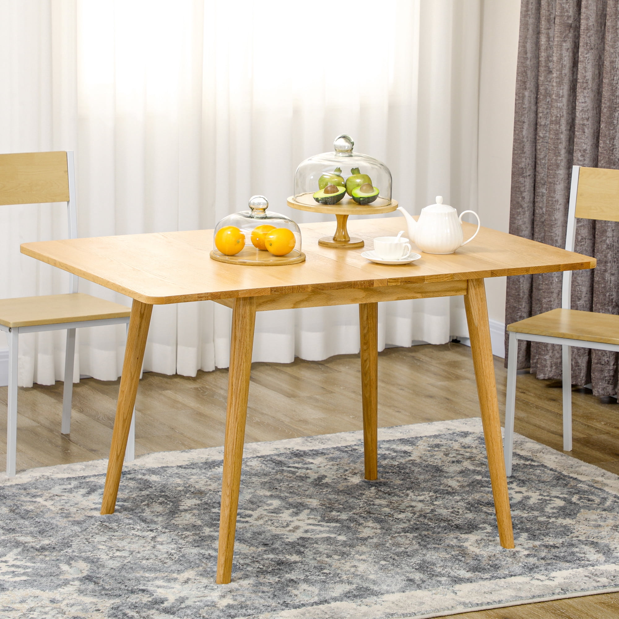 HOMCOM Modern Foldable Wood Kitchen Table, Rectangular Dining Table ...