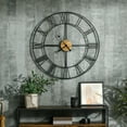 HOMCOM Rustic 36 Inch Wall Clock, Silent Non Ticking, Wood Metal ...