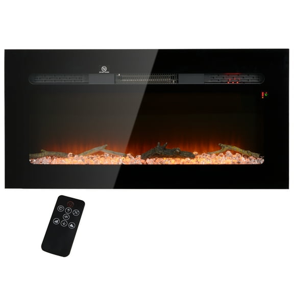 Electric Fireplace 36 Inch Wall Mounted Recessed, 1500W Remote Control ...
