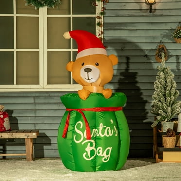 8' Air Blown Inflatable Patriotic Bear w/ Top Hat and Flag Yard ...