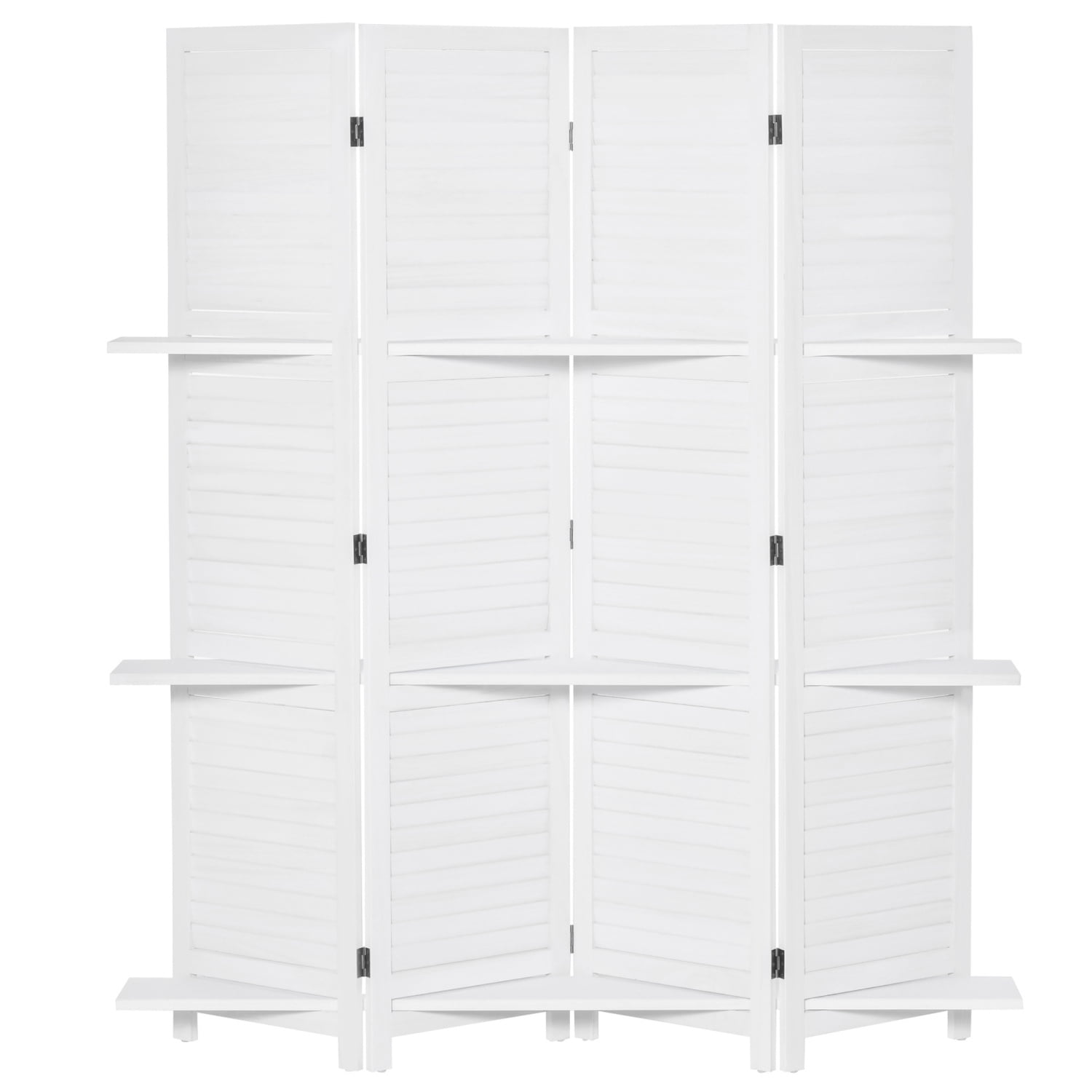 HOMCOM 4 Panel 67” Tall Wood Privacy Screen Room Divider with 3 Display ...